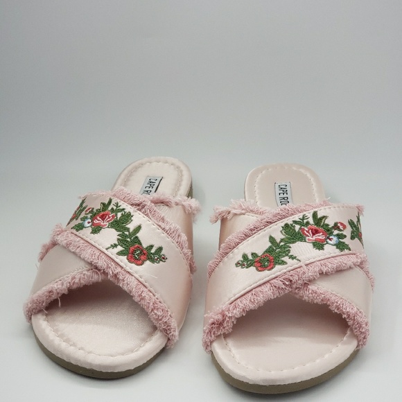 Cape Robbin | Shoes | Cape Robbin Satin Floral Fringe Detail Sandal ...